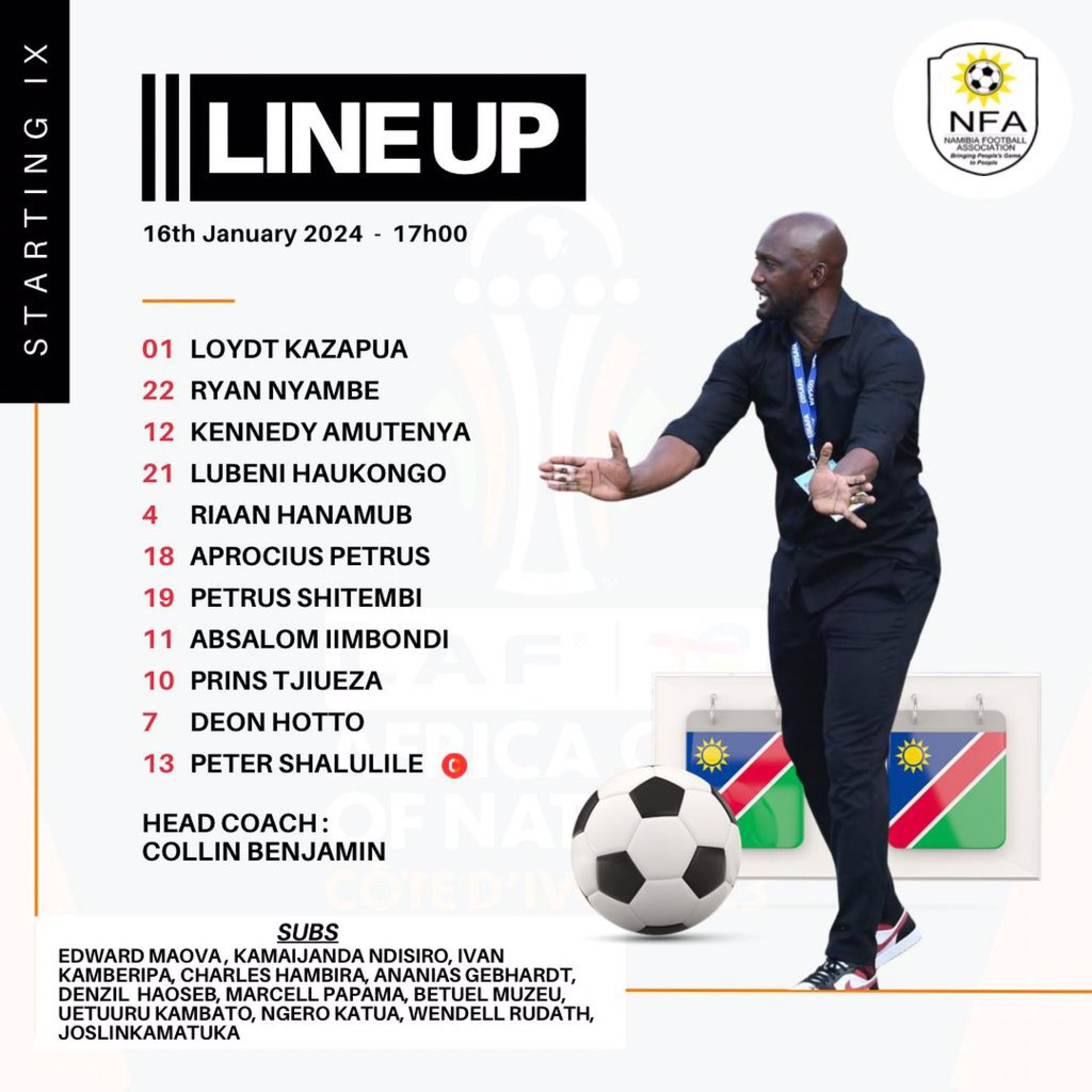 CAN 2023 -Namibie : La composition officielle des Braves Warriors dévoilée