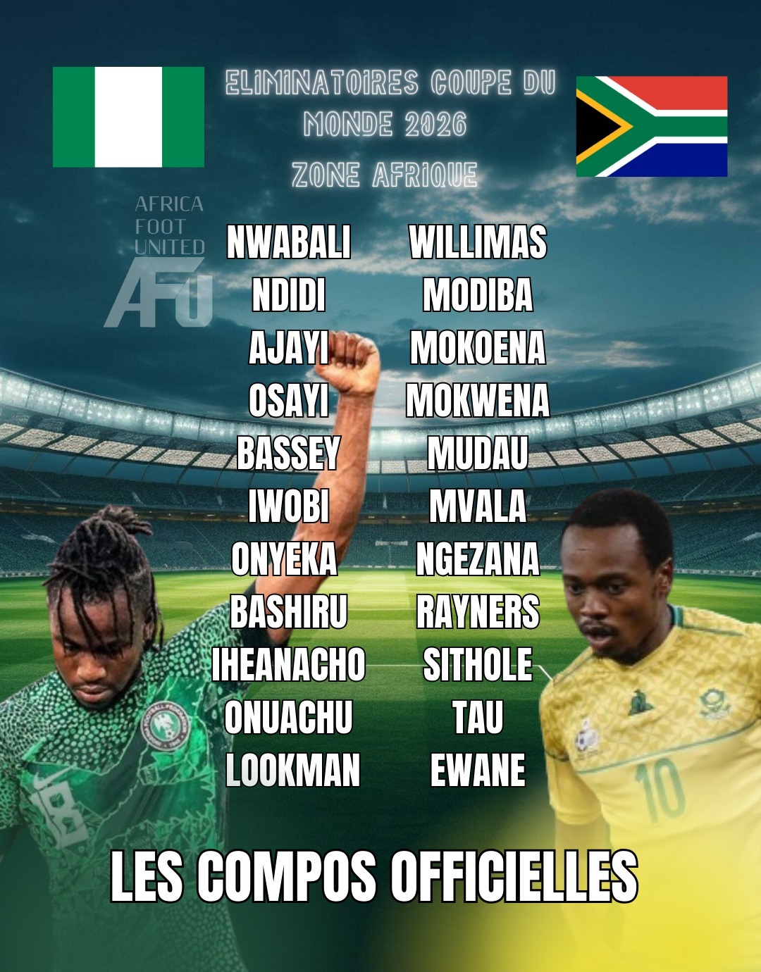 Éliminatoires Coupe du Monde 2026 – Groupe C : Les compositions officielles du match Nigeria ...
