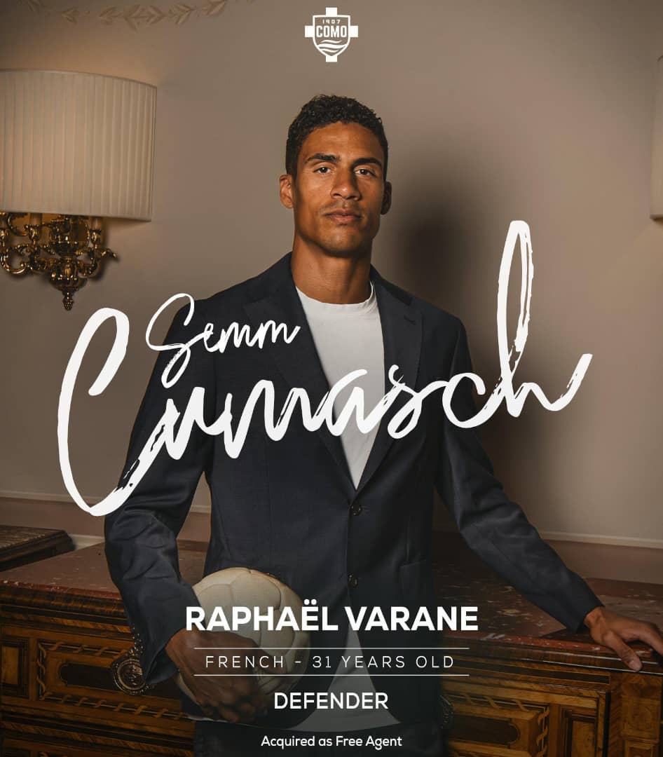 Transfert : Raphaël Varane pose ses valises à Côme - AfricaFootUnited